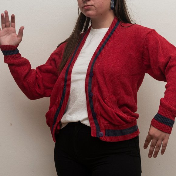 Vintage | Sweaters | Vintage Red And Blue Varsity Cardigan | Poshmark